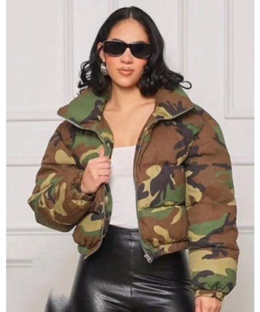 Camo Zip Puffer Jacket - Fashion Exclusive